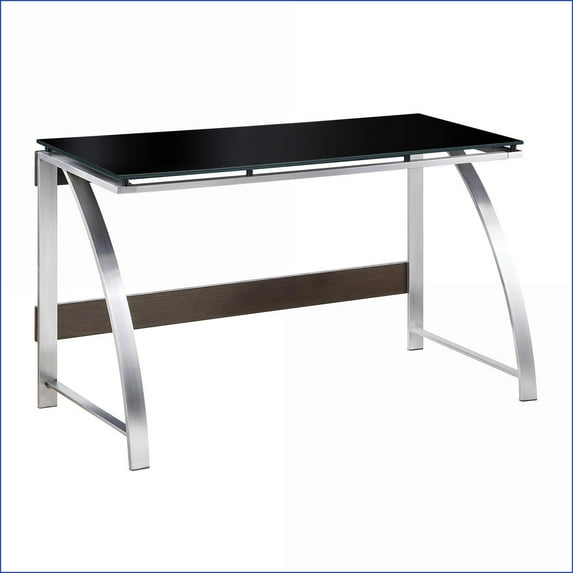 Desks Modern 48\" Writing Desk Glass Top Stainless Steel Frame ...