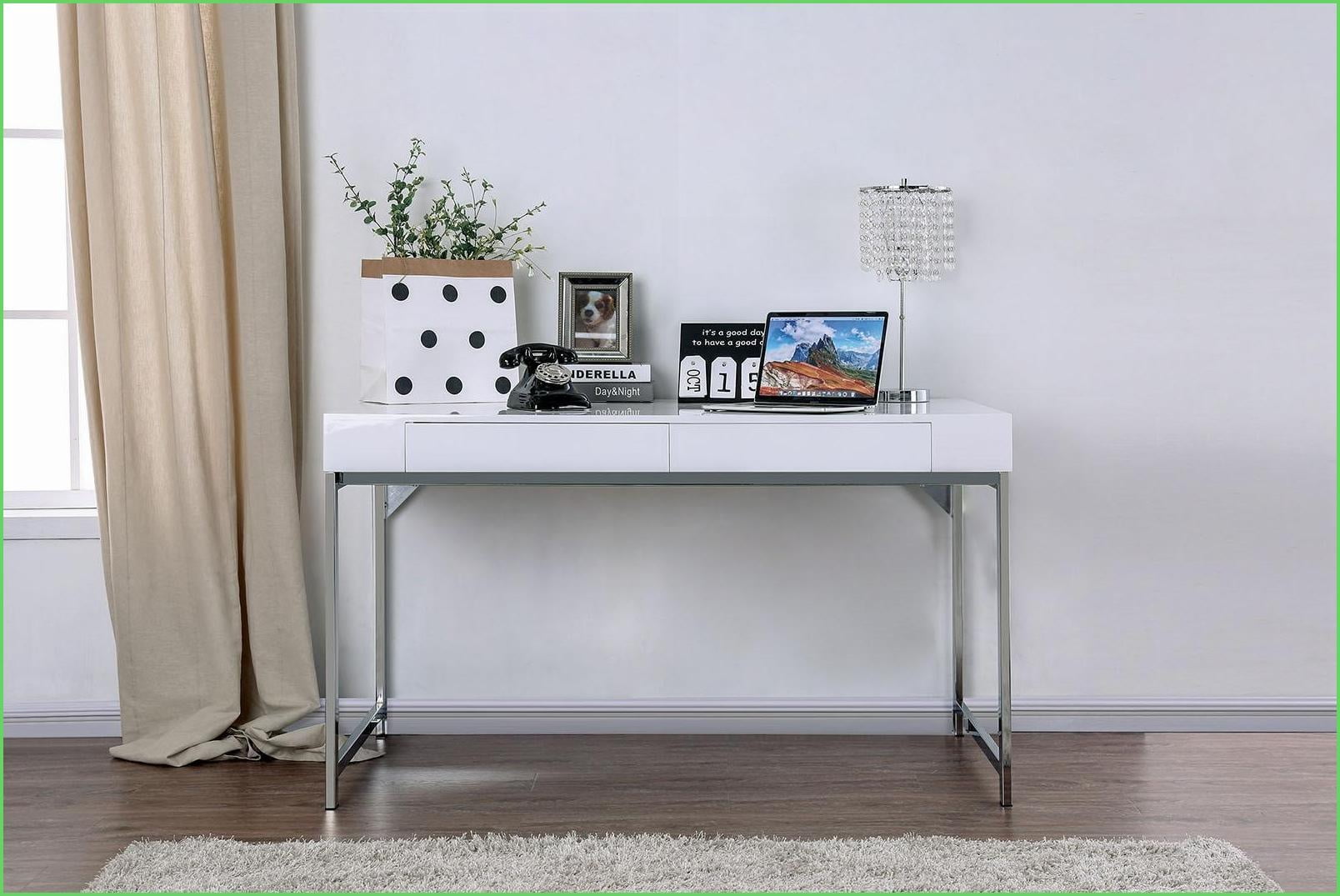 Desks Modern 54”L Computer Desk with USB Plugins & Low Profile Drawers ...