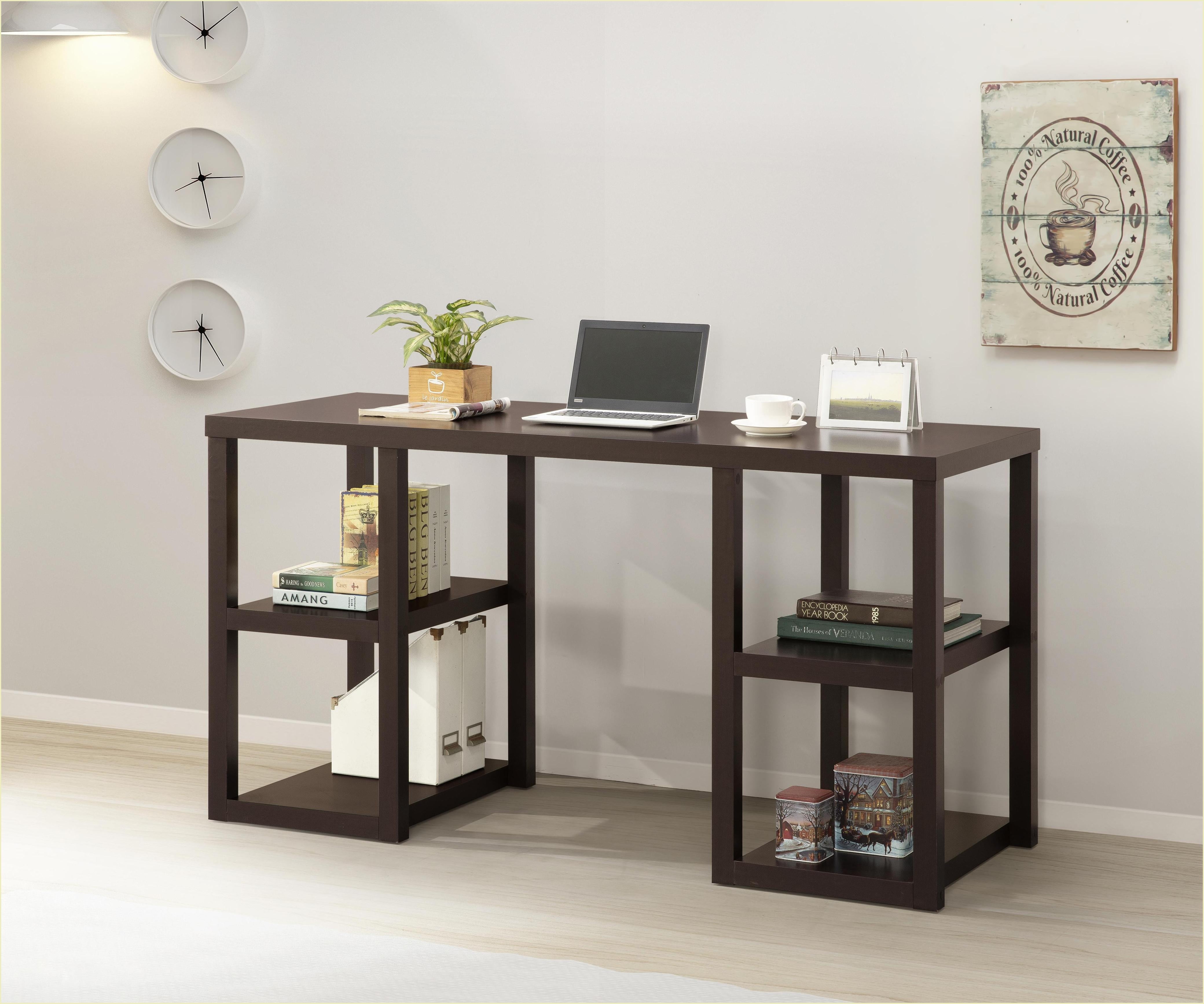 Desks, Modern Cappuccino Finish with 4 Storage Shelves - Open Design ...