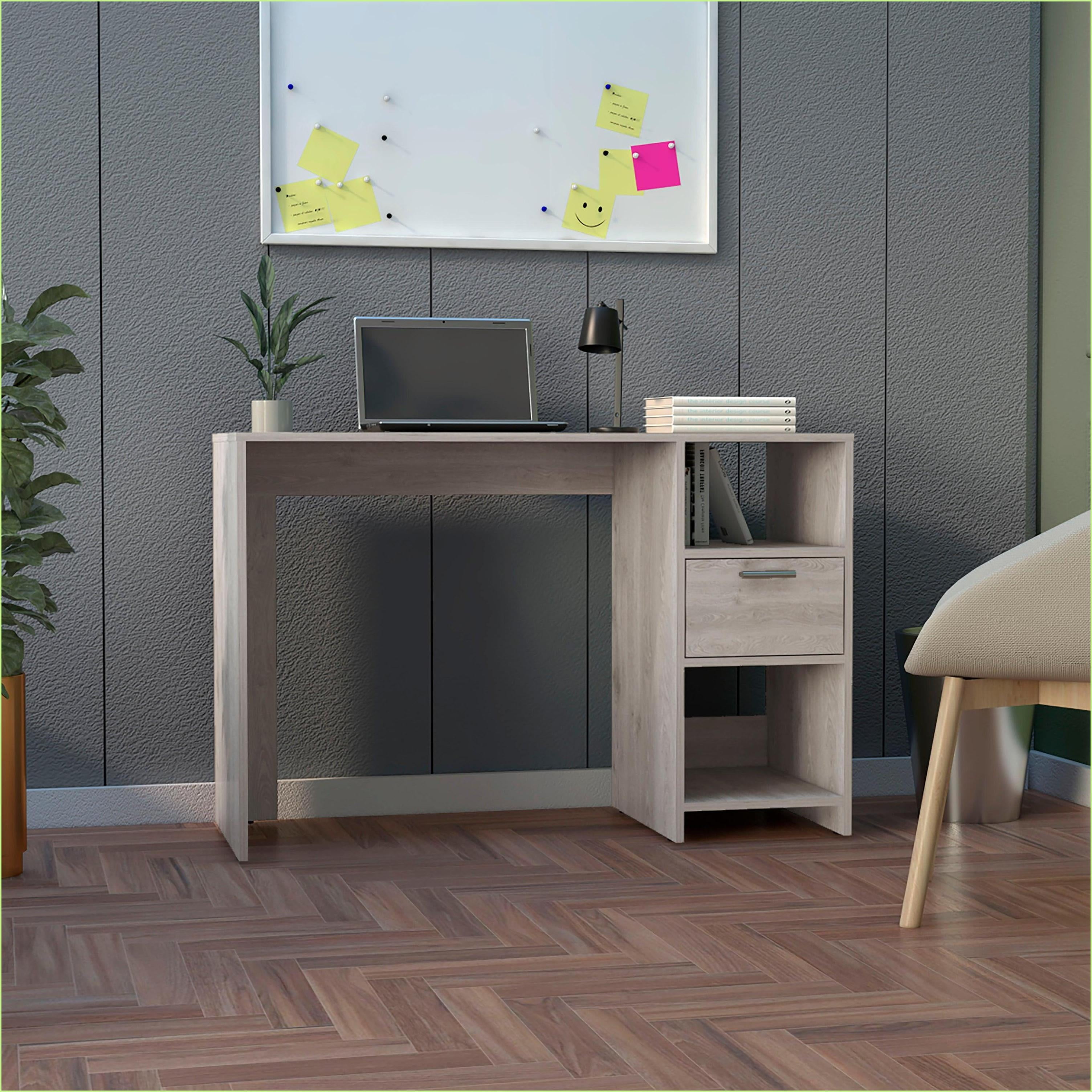 Desks | Modern Computer Desk with 1 Drawer & 2 Open Shelves, 43.3”W x17 ...