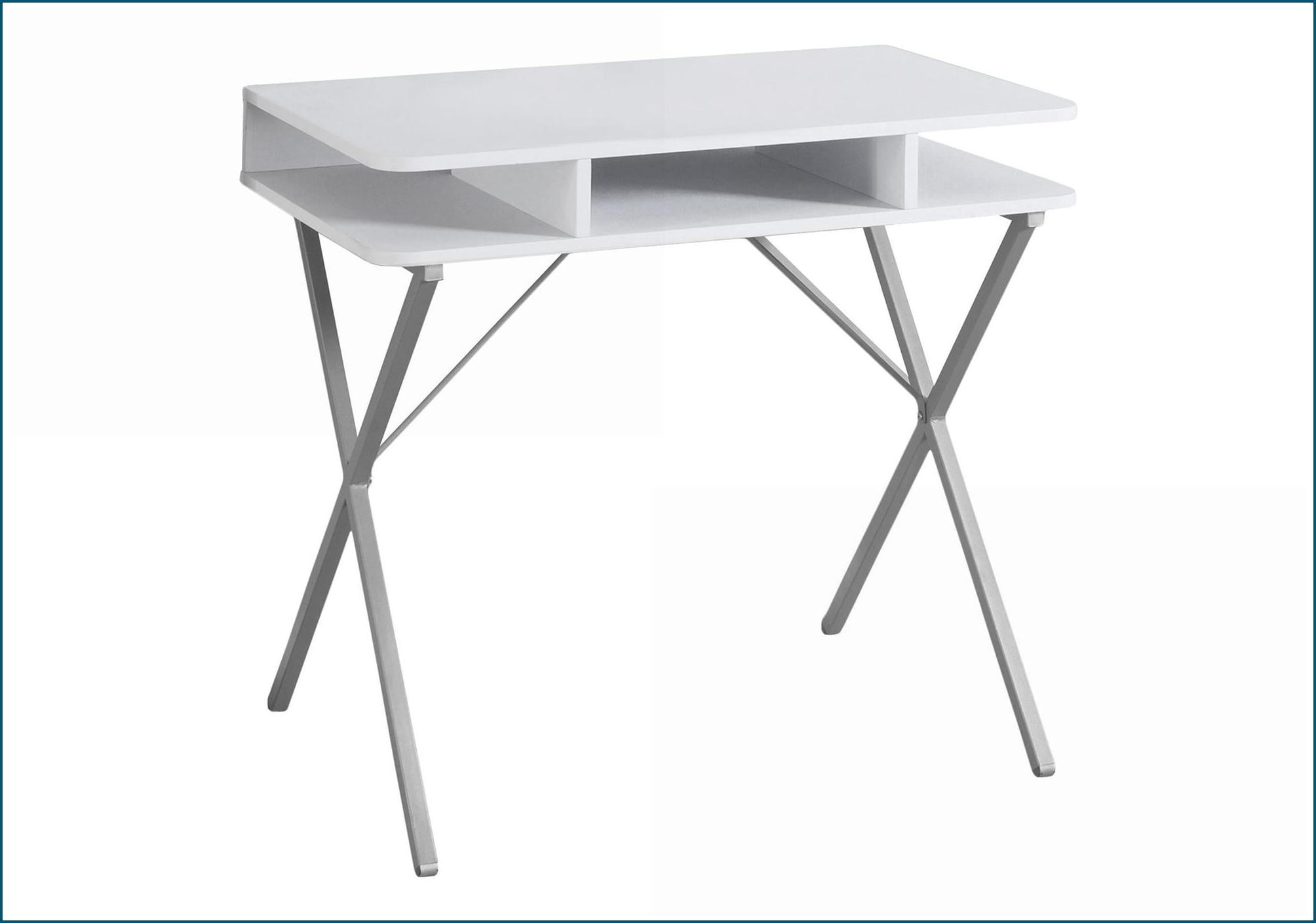 Desks: Modern Computer Desk with 3 Storage Shelves, 31.5"L White ...