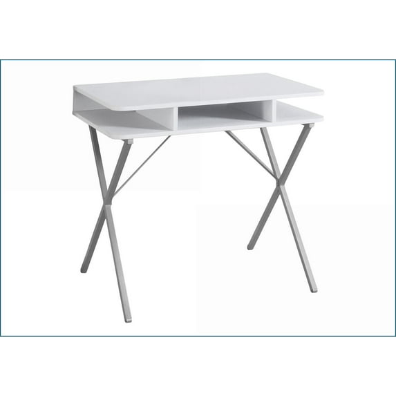 Desks: Modern Computer Desk with 3 Storage Shelves, 31.5"L White ...