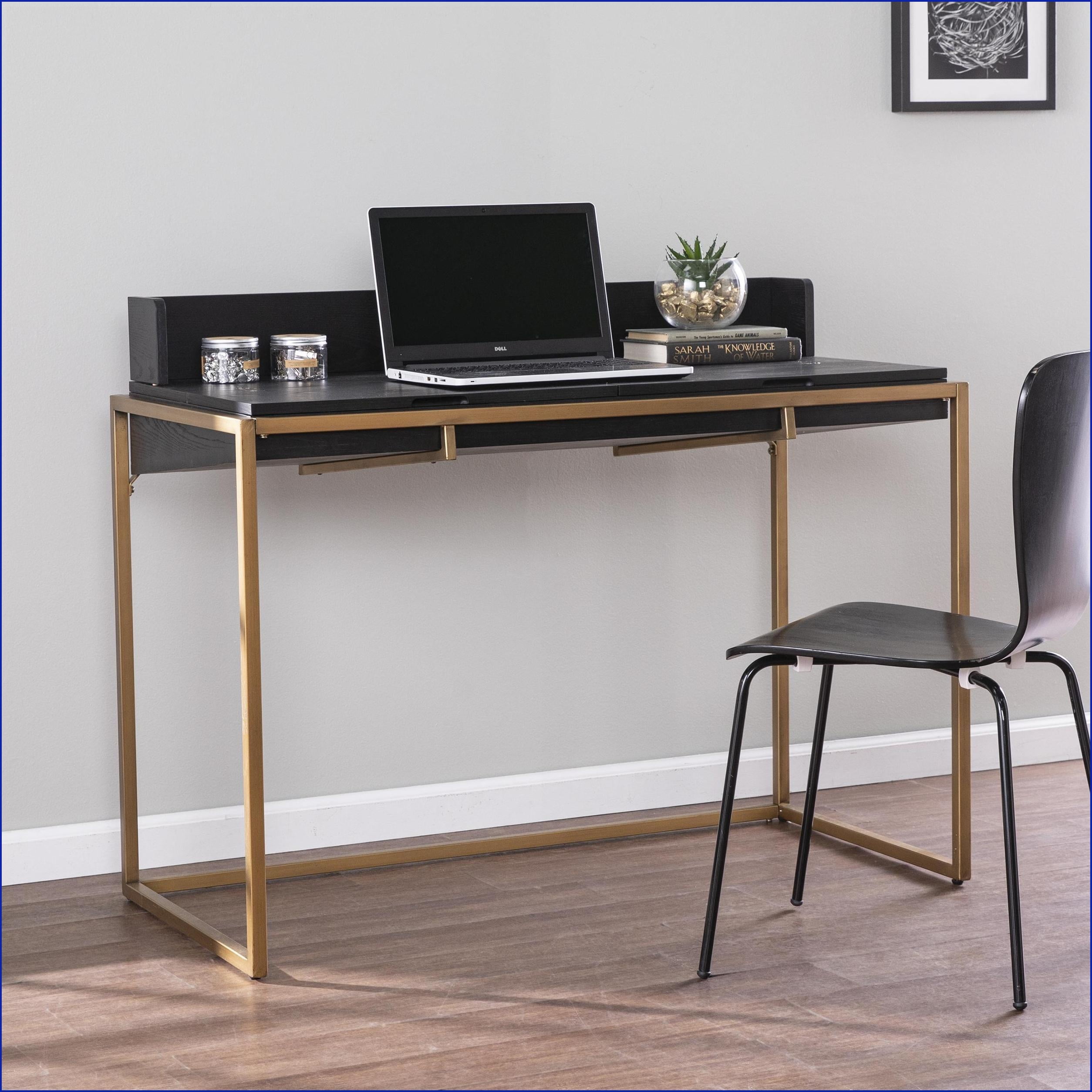Desks with Flip-Top Storage, Modern Two-Tone Home Office Writing Desk ...