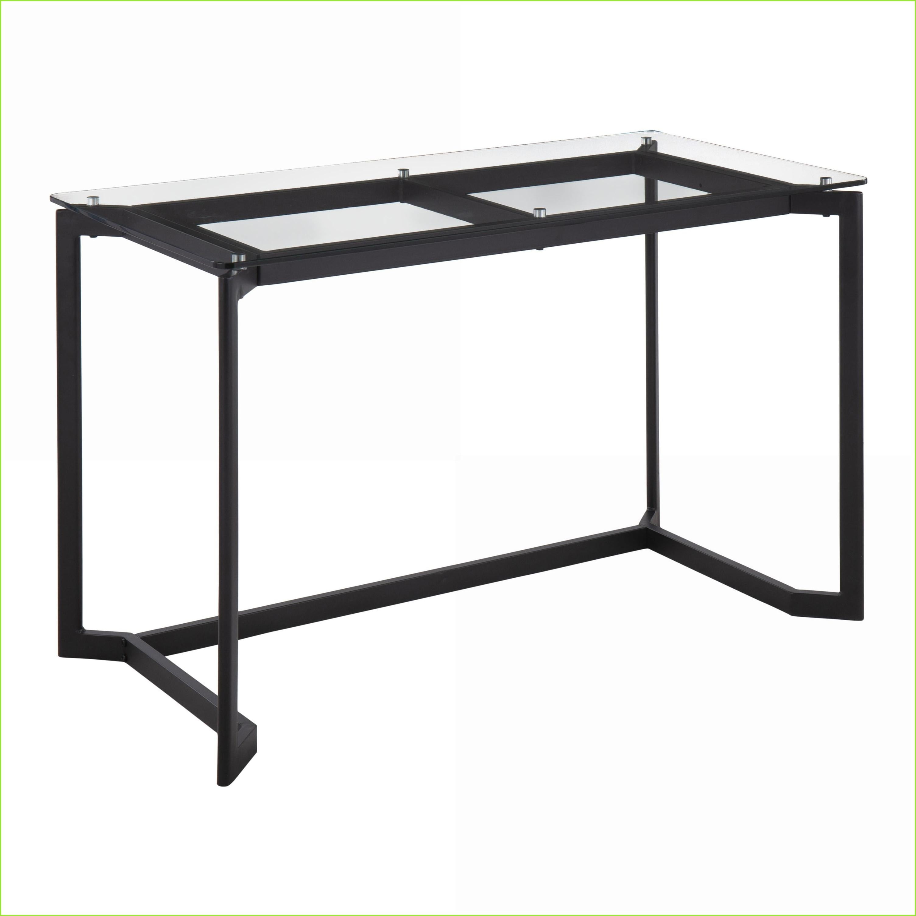 Desks Modern Home Office Desk with Clear Tempered Glass Top & Black ...