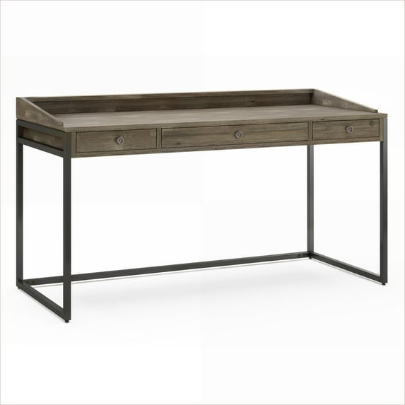 Desks | Modern Industrial Solid Acacia Hardwood Desk with Flip-Down ...