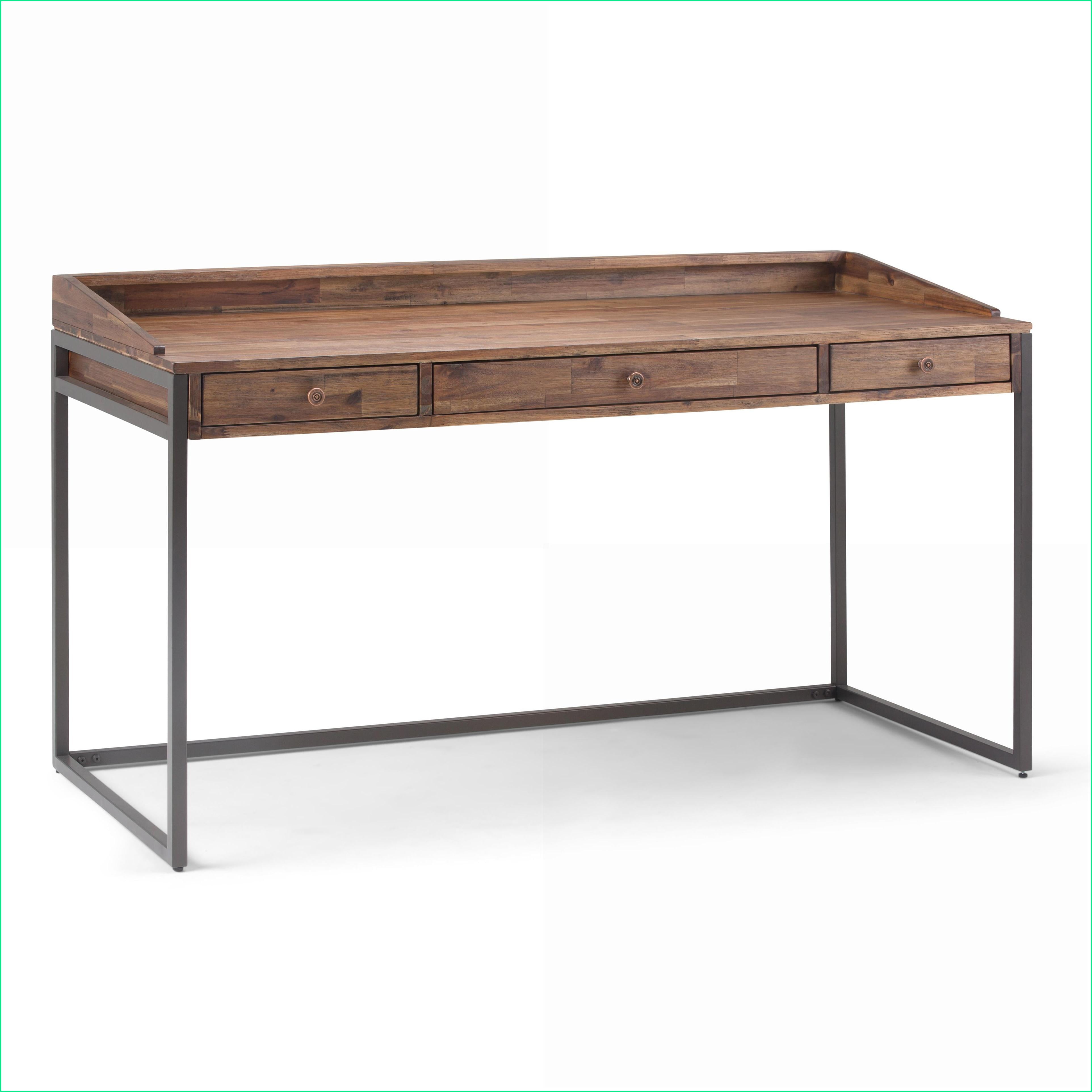 Desks, Modern Industrial Solid Acacia Hardwood Desk with Flip-Down ...