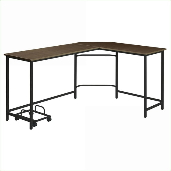 Desks, Modern L-Shaped Computer Desk with Mobile Holder, Oak & Black ...