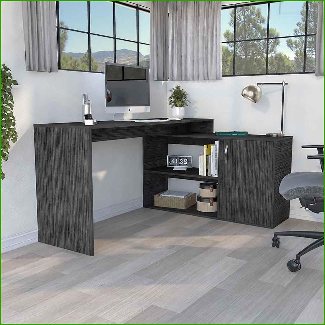 Desks, Modern L-Shaped Computer Desk with Open & Closed Storage ...