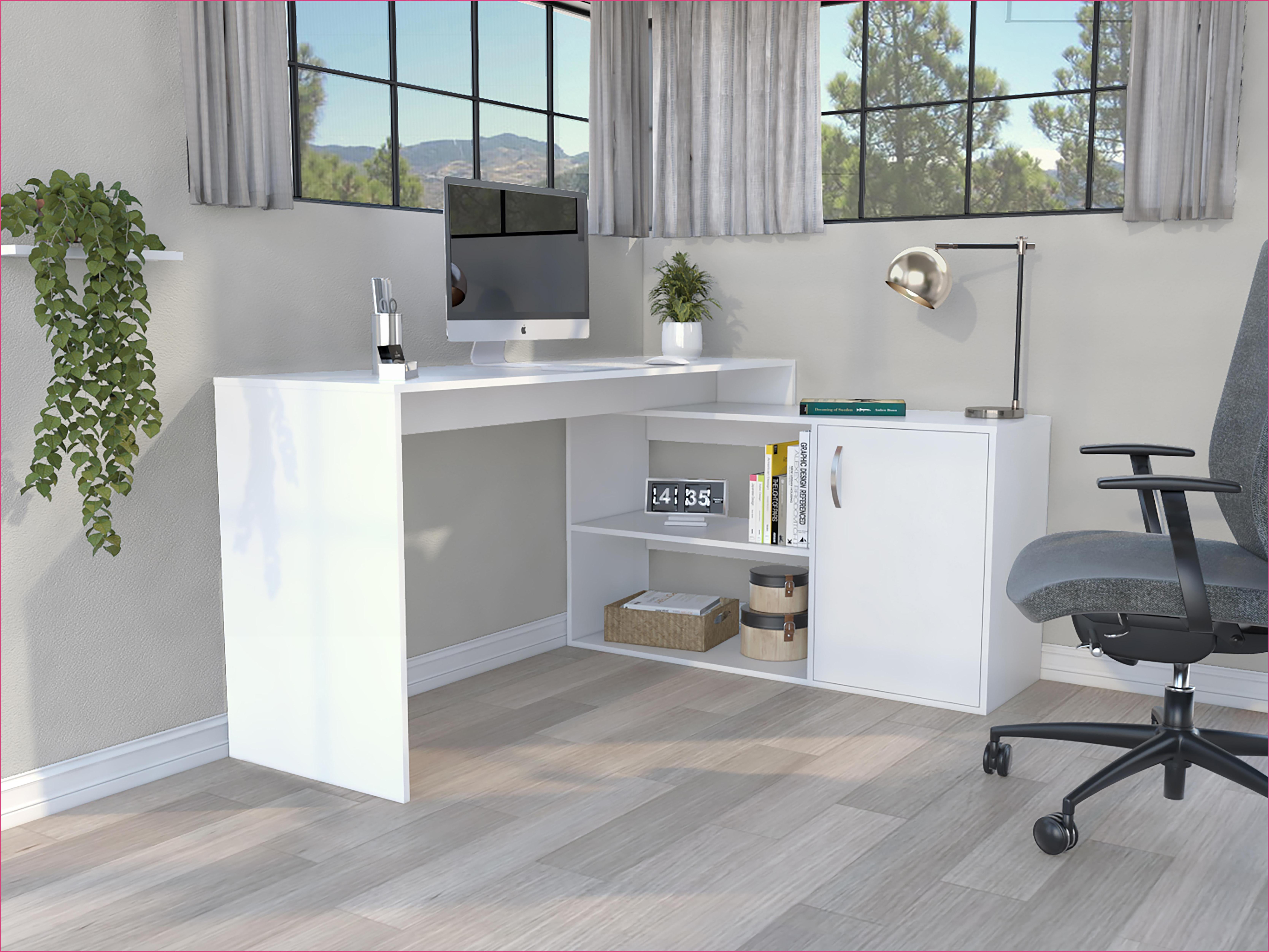 Desks Modern L-Shaped Desk with Open & Closed Storage, 59” Work Surface ...