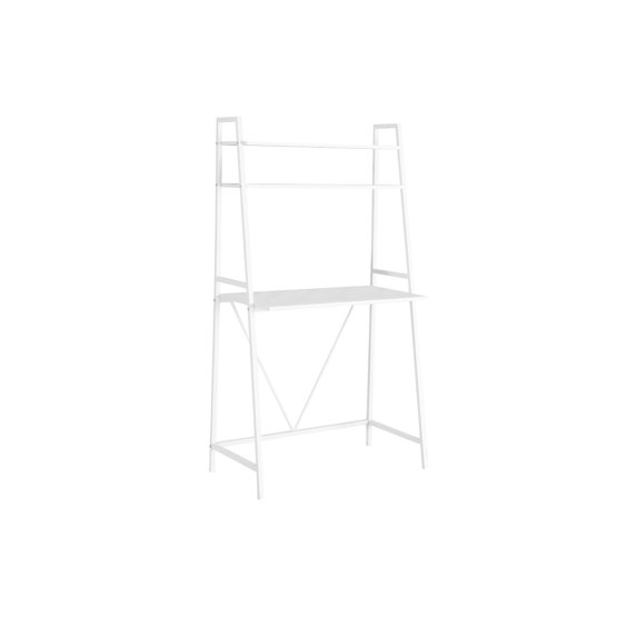 Desks, Modern Leaning Computer Desk with Storage Shelves, White ...