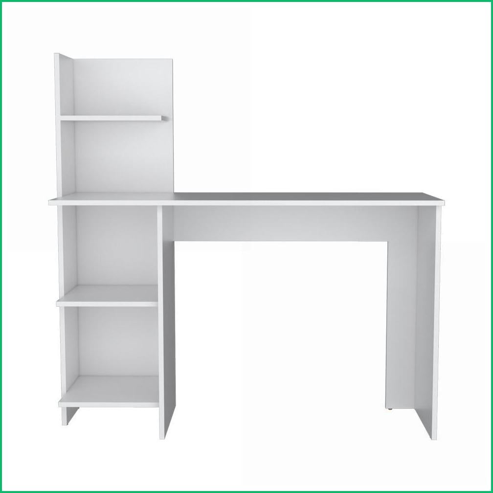 Desks, Modern Office Desk 47"W with 3 Open Shelves | White | Engineered ...