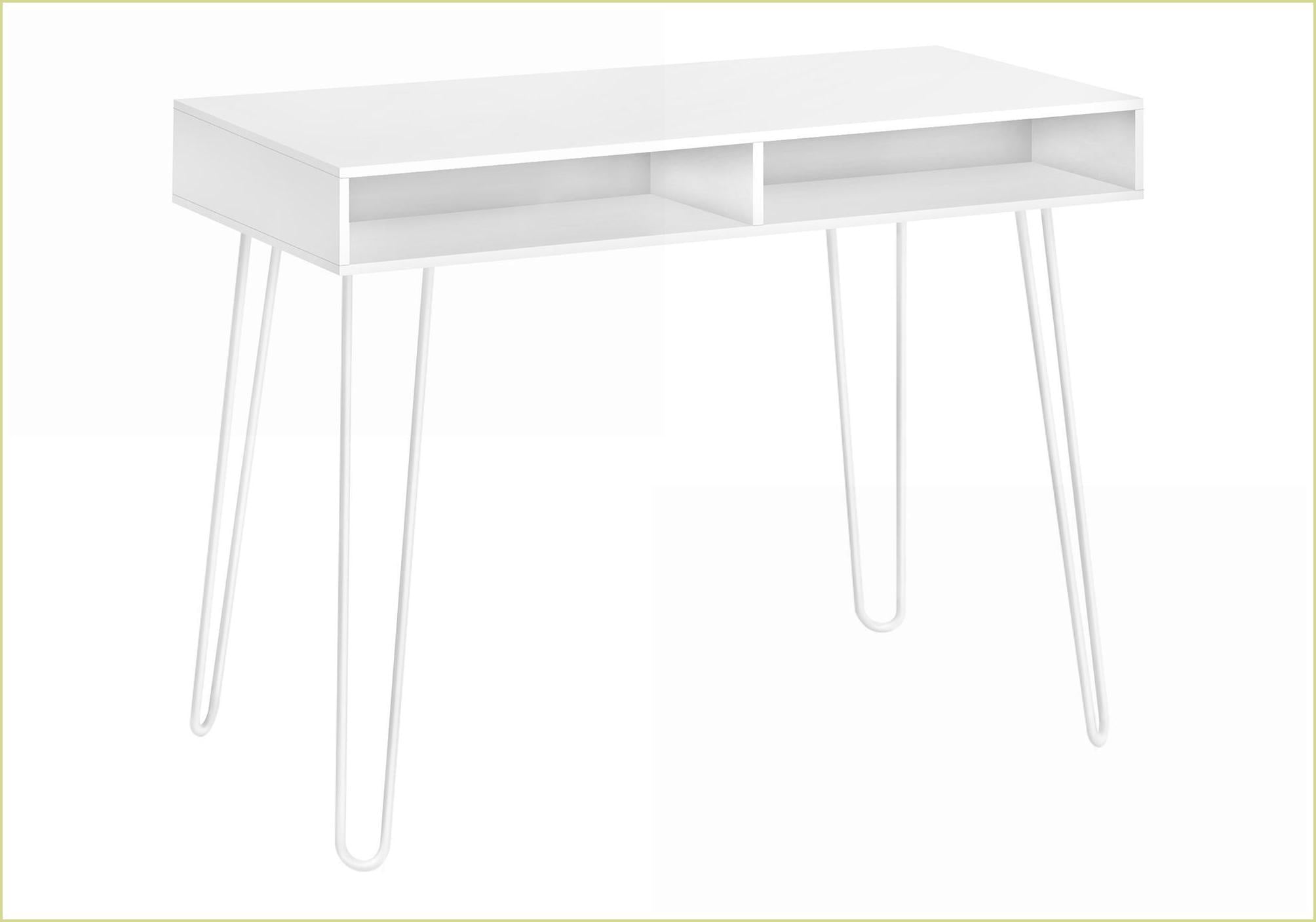 Desks, Modern White Laminate Computer Desk with Storage Cubbies, 40” L ...