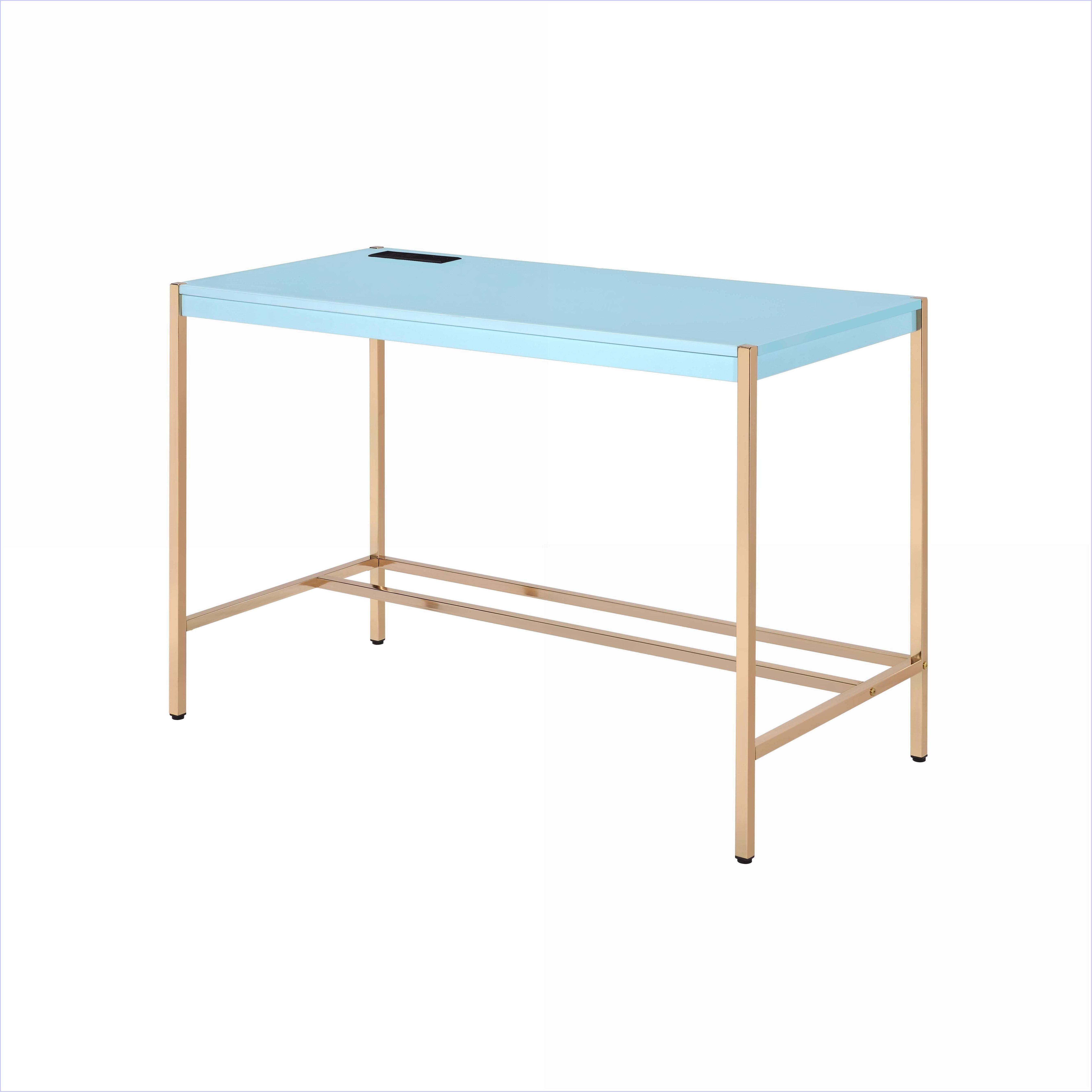 Desks, Modern Writing Desk with USB Ports & Outlets | Baby Blue & Gold ...