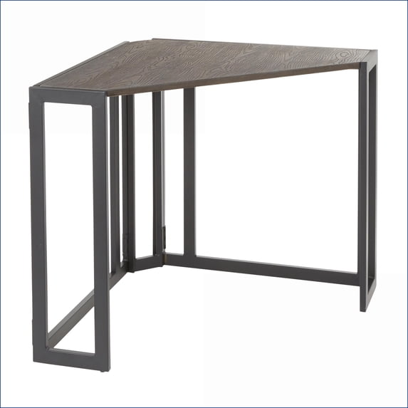 Desks | Roman Industrial Corner Desk, Black Metal Frame & Espresso ...