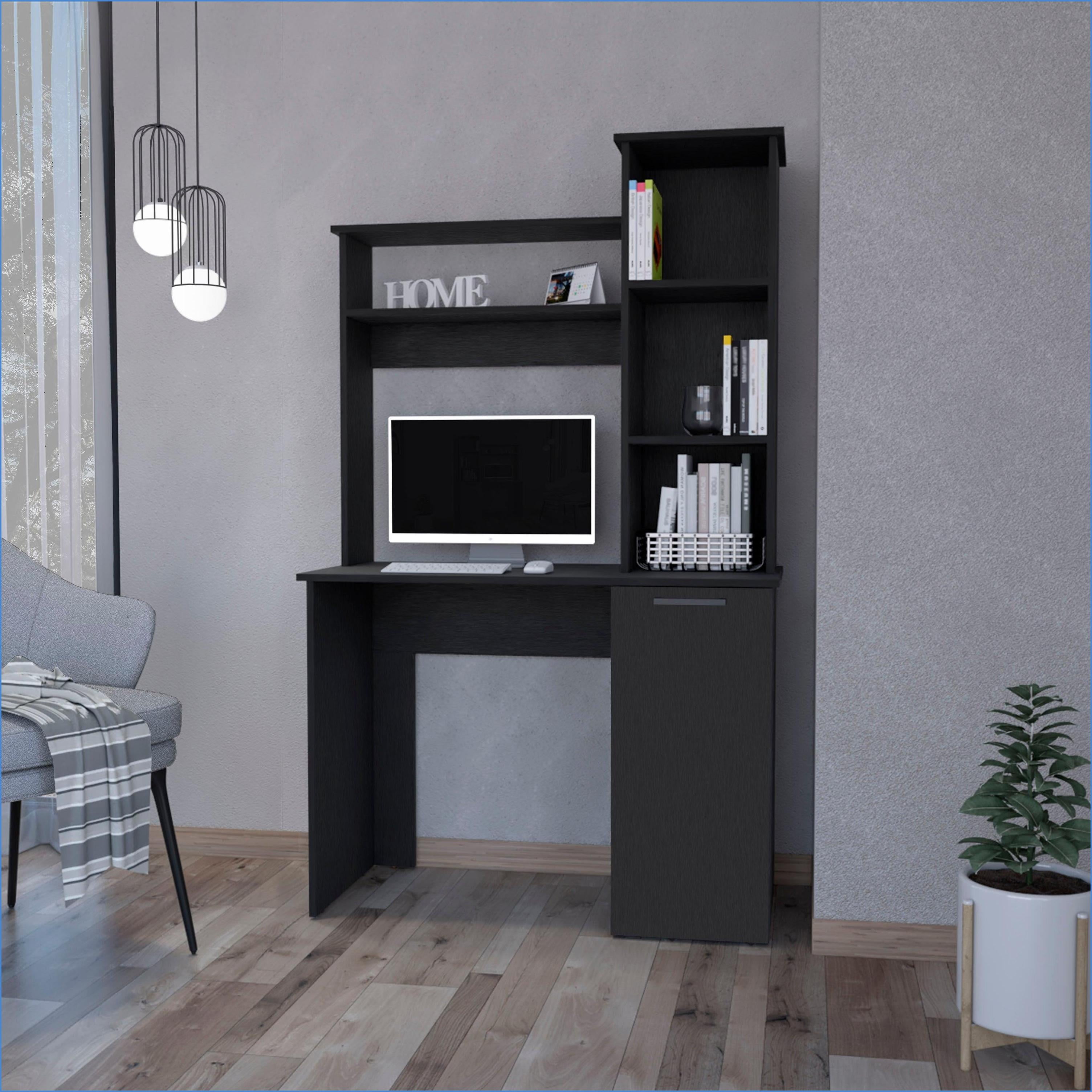 Desks | Rumford Computer Desk with Hutch, 3-Tier Shelves & Lower ...