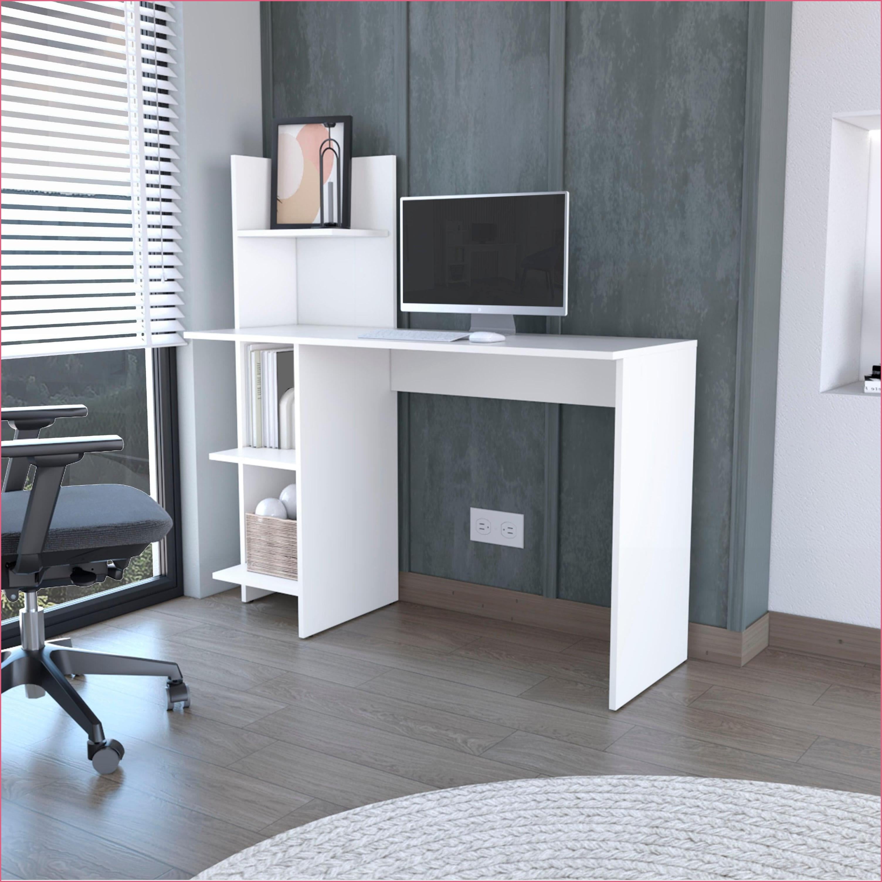 Desks, White 4-Shelf Modern Writing Desk | Easy Assembly | Durable ...