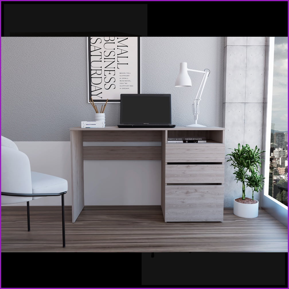 Desks for Home Office, 47.4 Inch Wide Computer Desk with 3 Drawers & 1 ...