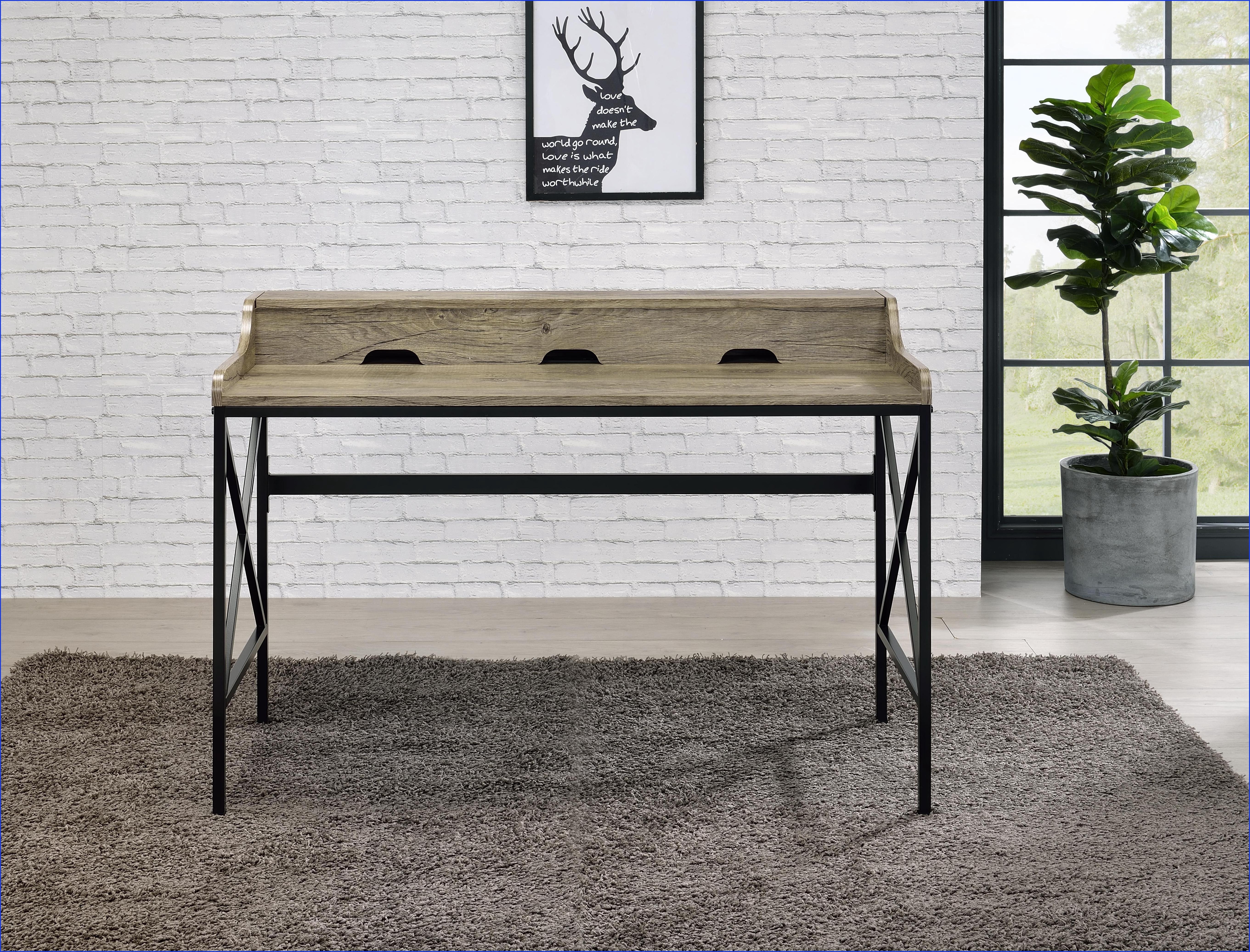 Desks with USB Ports & Electrical Outlet | Modern Rustic Grey Wood Look ...
