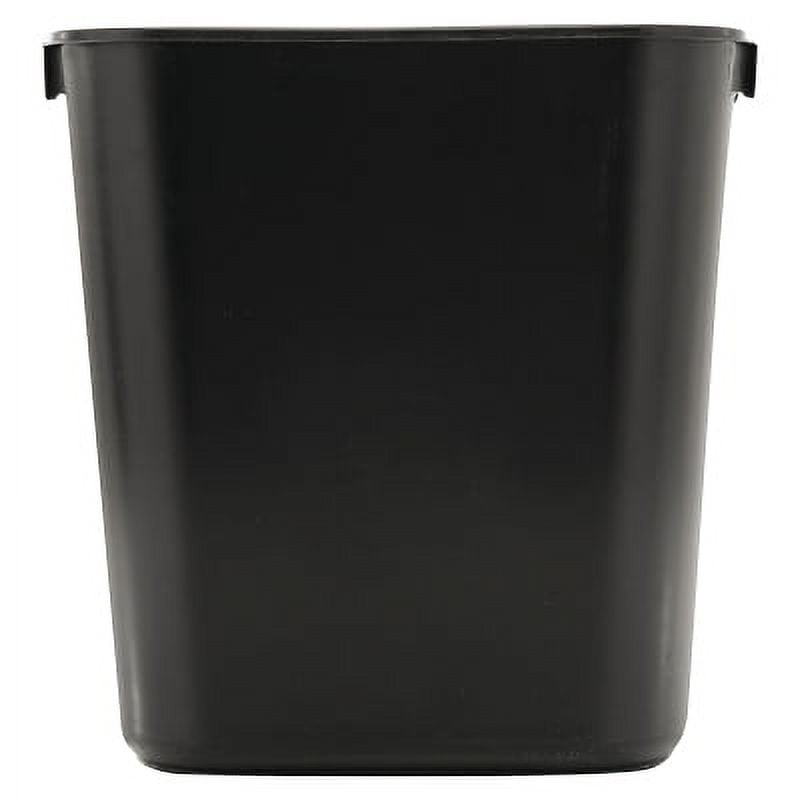Deskside Plastic Wastebasket, Rectangular, 7 gal, Black | Bundle of 5 ...