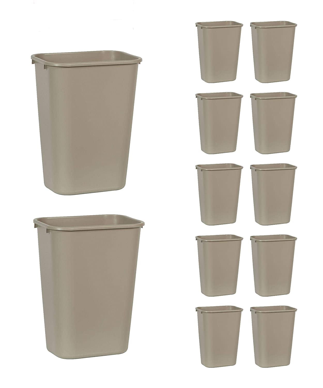 Deskside Wastebasket/Trash Can, 10.25-Gallon/41-Quart, Black, Plastic ...