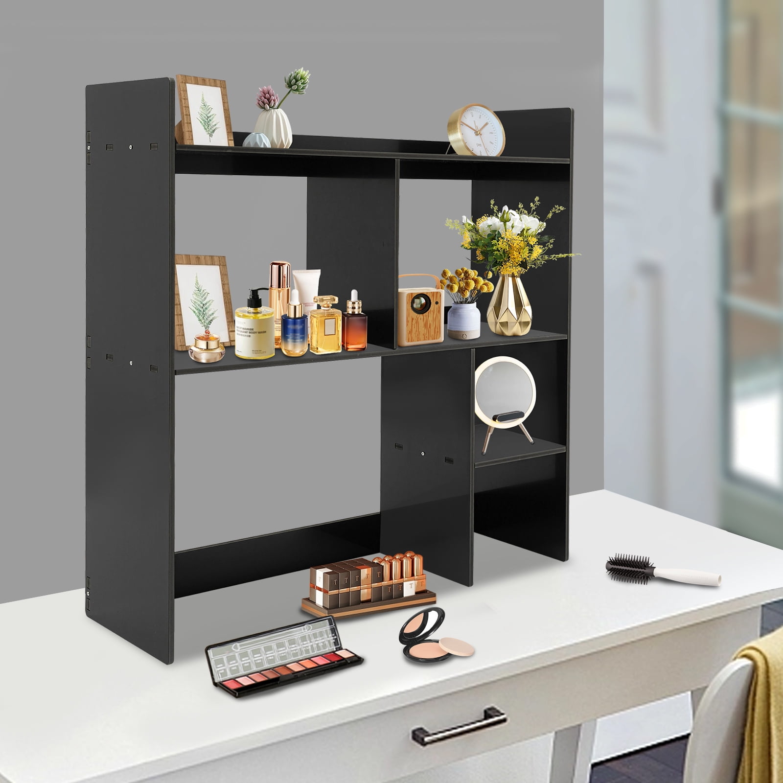 Desktop 3-Tier Display Rack With 5 Compartments Of Different Sizes PVC ...