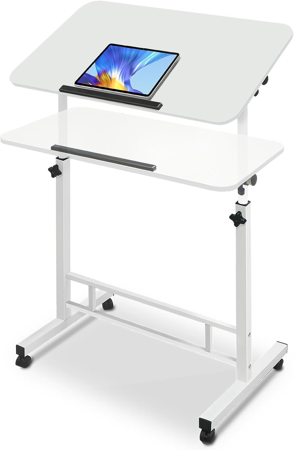 Desktop 32 x 16 Small Foldable Standing Desk, Lift Height 25-44", White ...
