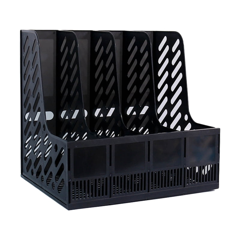 Desktop 4-grid File Folder Vertical File Magazine Organizer with Pen ...