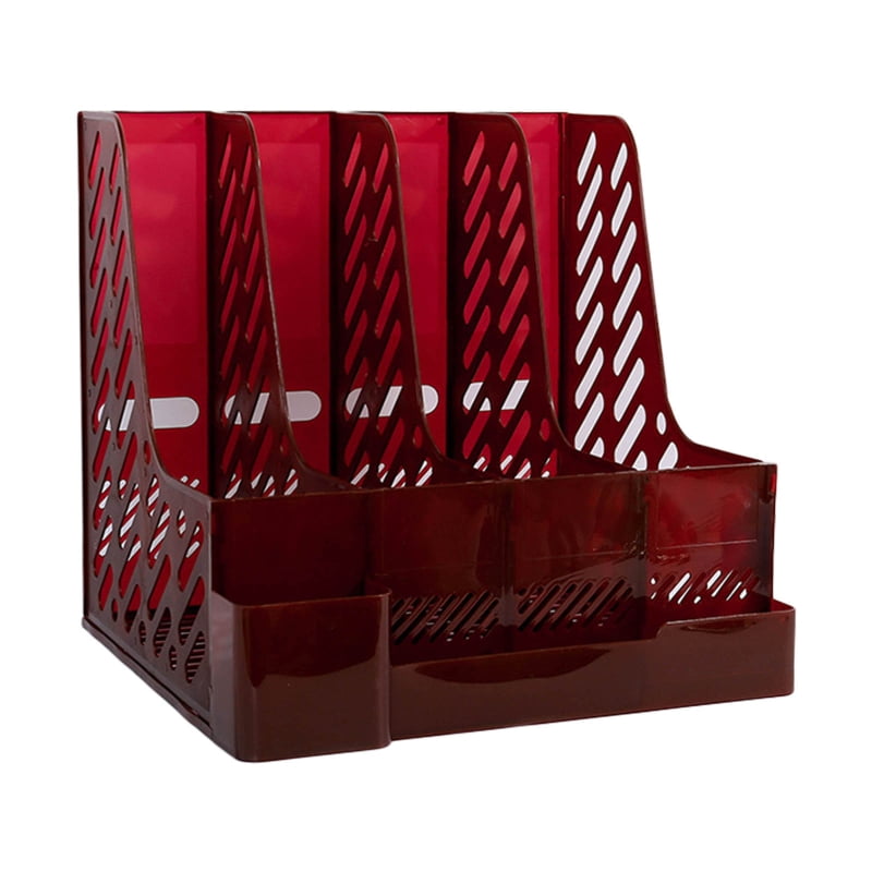 Desktop 4-grid File Folder Vertical File Magazine Organizer with Pen ...