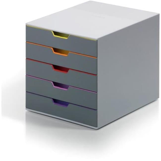 Desktop 5 Drawer Organizer - Color Labeled Tabs - Gray - Walmart.com
