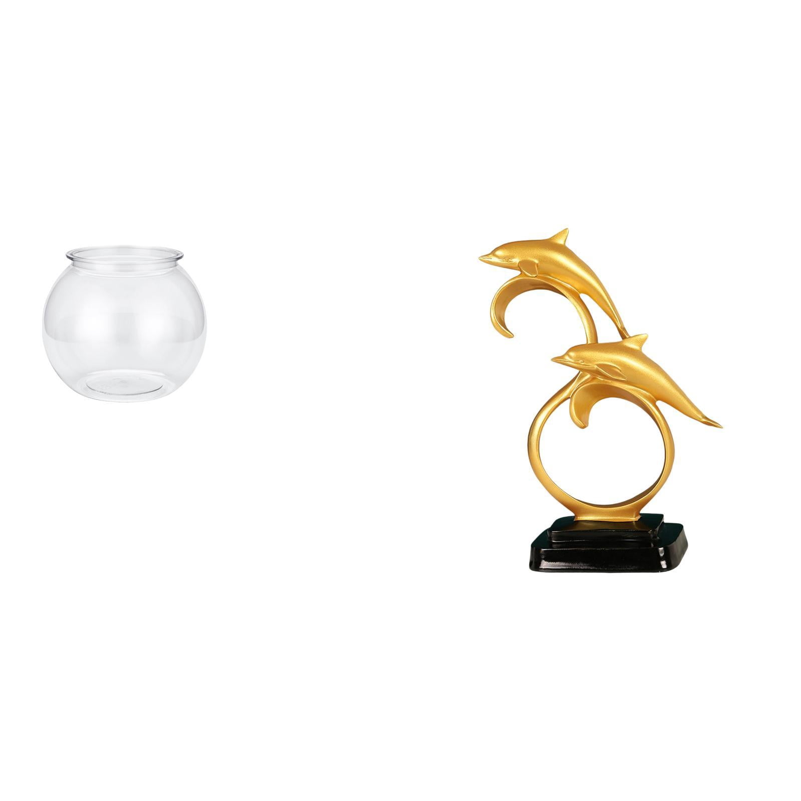 Desktop Aquarium Tank Dolphin Figurine Fish Bowl Vase Clear PP Resin ...