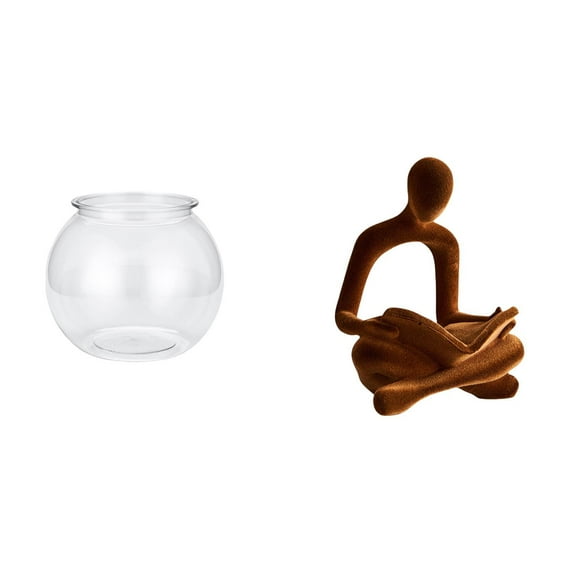Desktop Aquarium Tank Fish Bowl Vase Abstract Thinker Figurine Resin ...