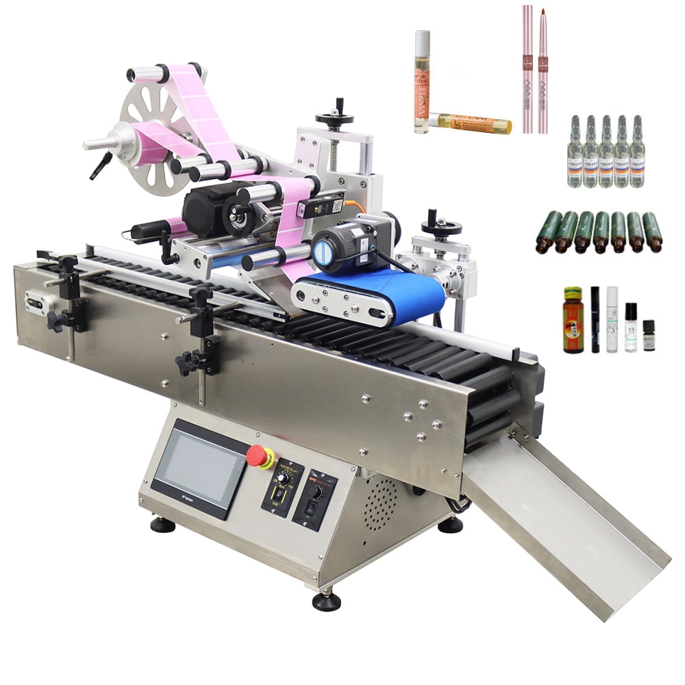 Desktop Automatic Horizontal Labeling Machine Perfume Oil Vials Lip Gloss Adhesive Roller ...