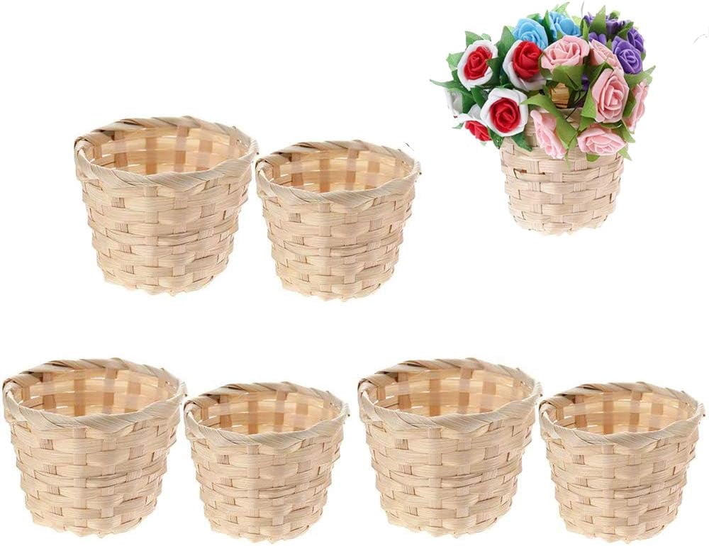 Desktop Bamboo Weaving Storage Basket, 6 Pieces Small Household Bamboo ...