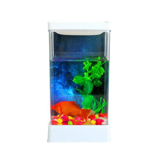 Desktop Betta Fish Tank with LED Light, Adjustable Light Isolation ...