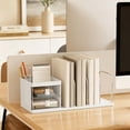Desktop Book Organizer, Desk Storage Organizer with Clear Drawers and ...