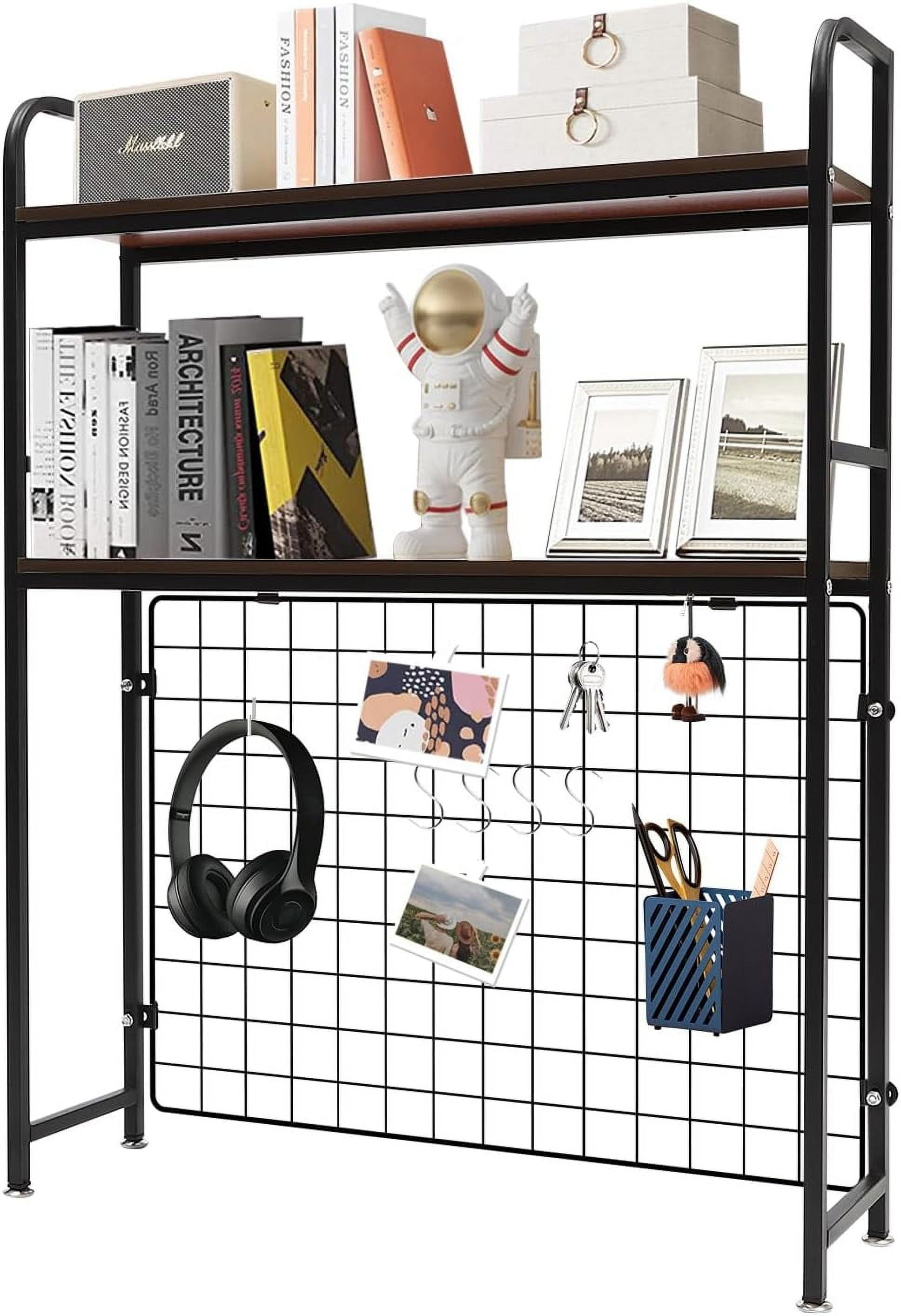 Desktop Bookcase Bookshelf Desk Hutch, 2-Tier Multipurpose Countertop ...