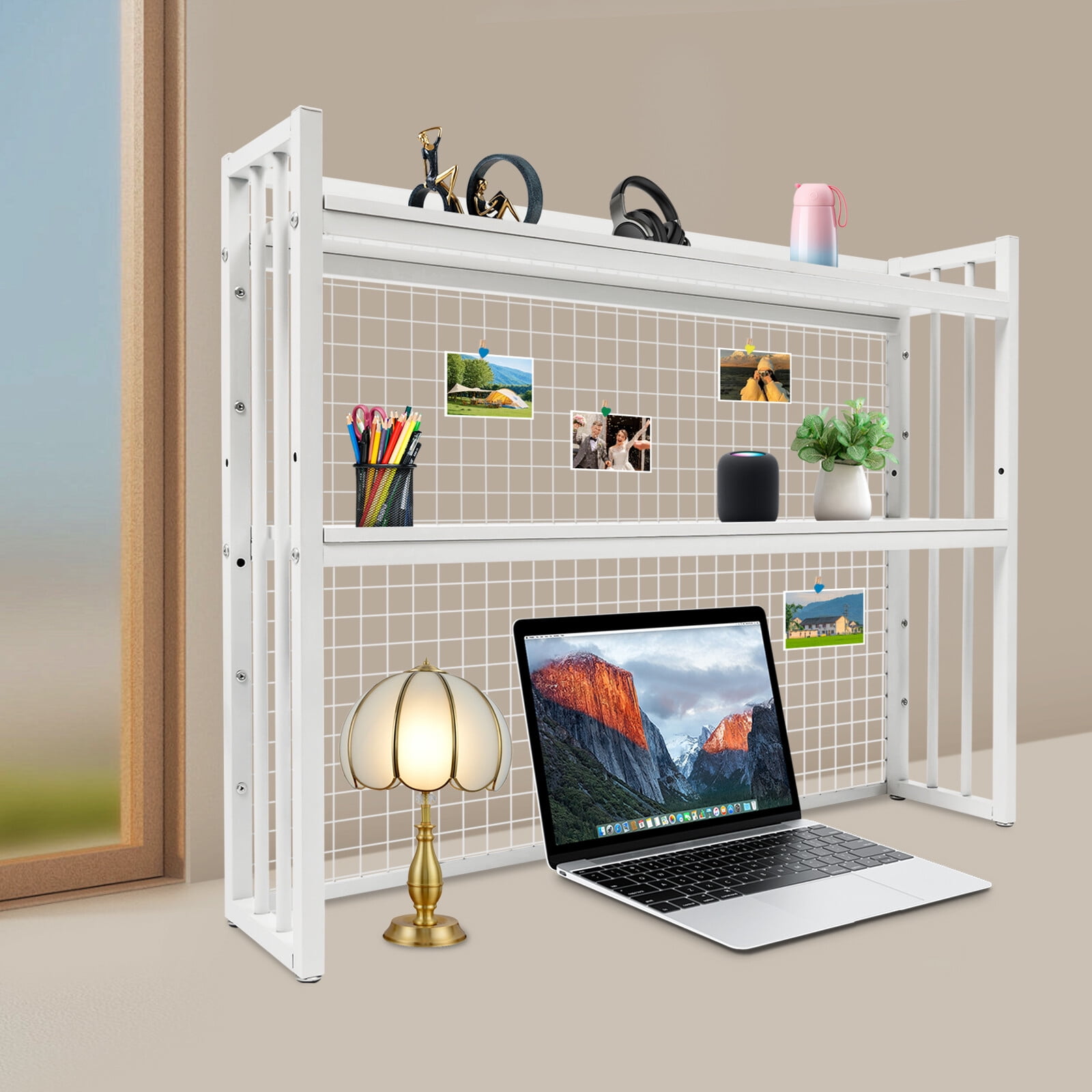 Desktop Bookcase for Computer Desk, 3-Tier Computer Desktop Bookcase ...