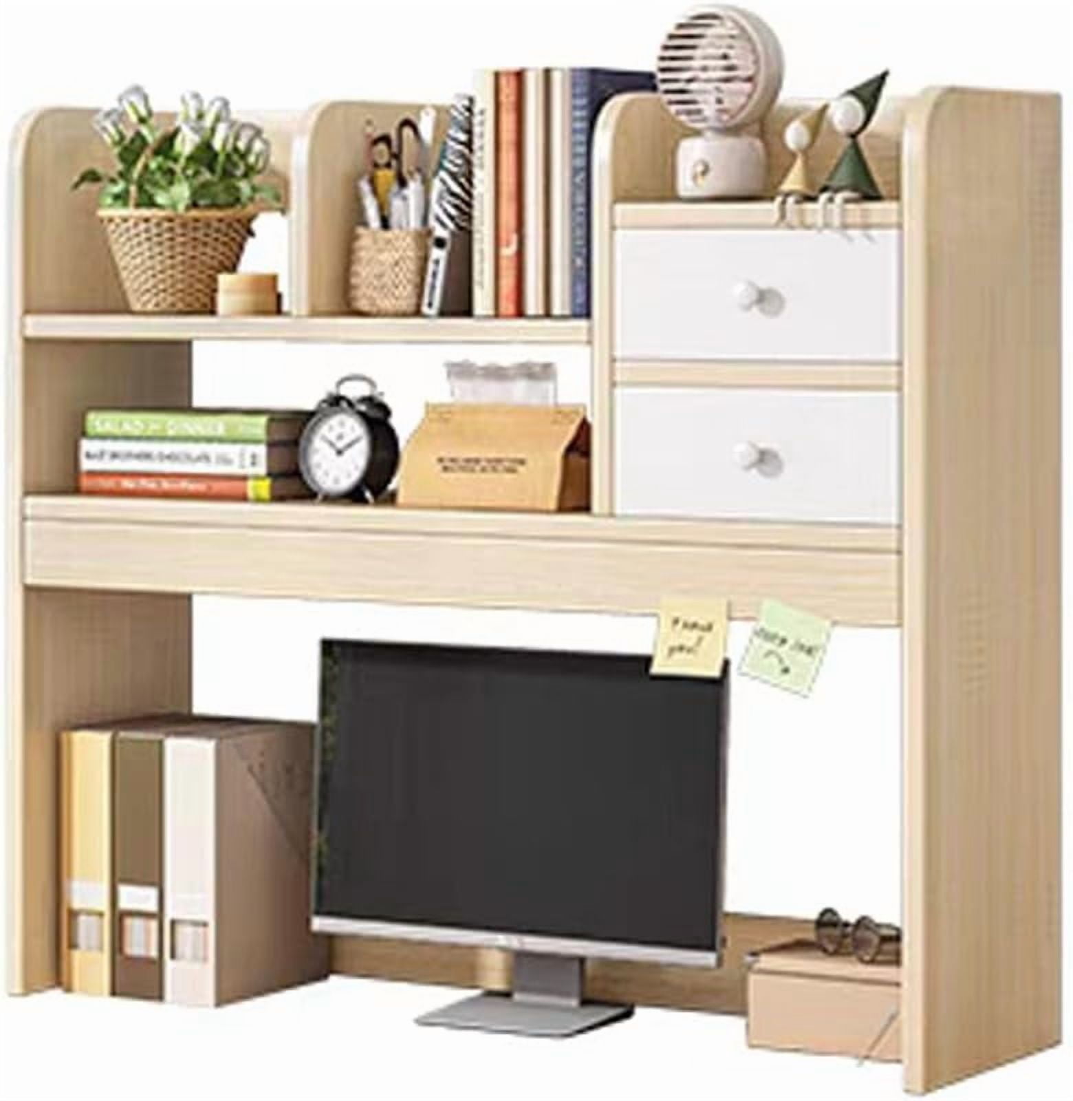 Desktop Bookcase, Multipurpose Hutch Storage Organizer, 3 Layer Display ...