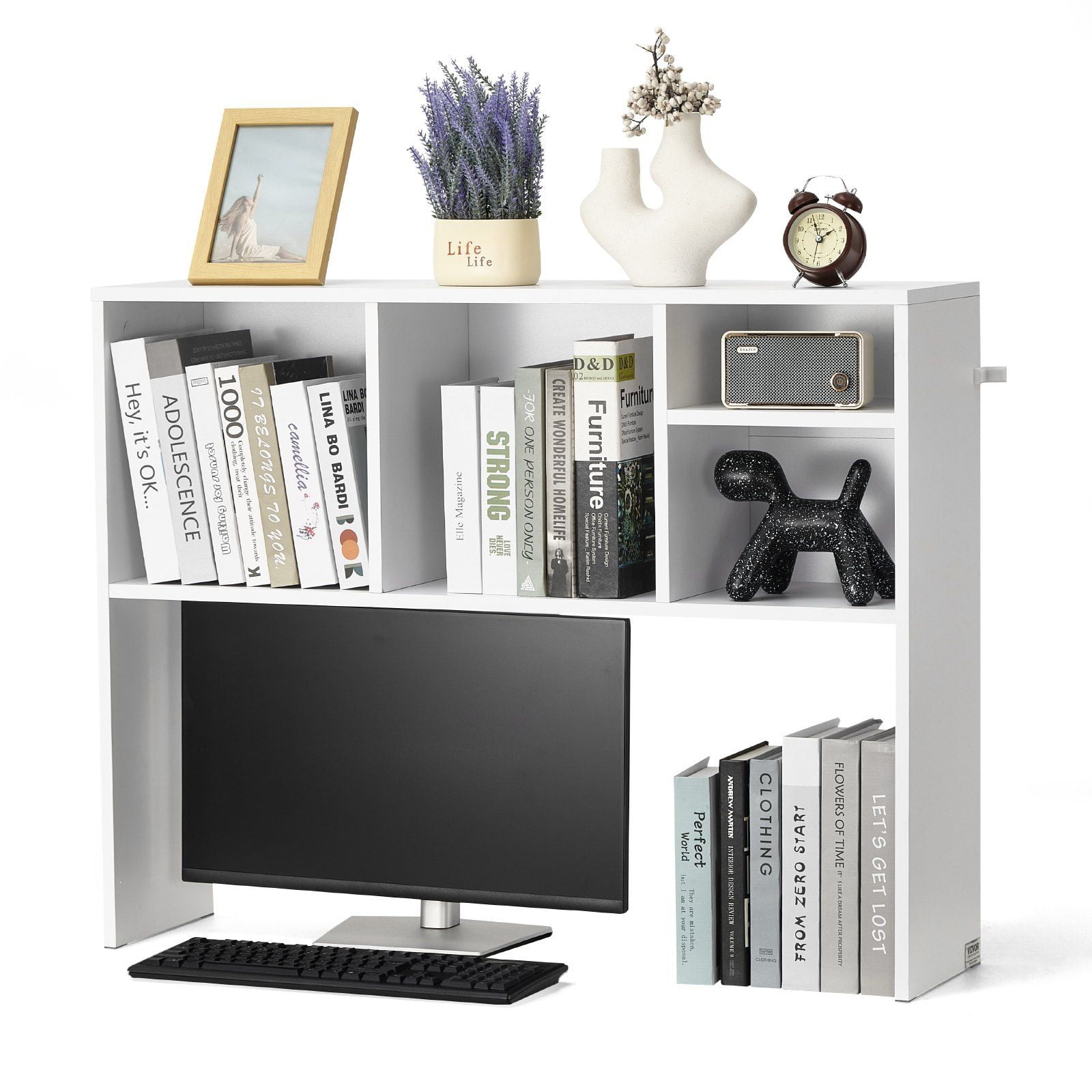 Desktop Bookshelf, 1-Tier Desktop Storage Organizer, 37" x 9.4" x 28.7 ...
