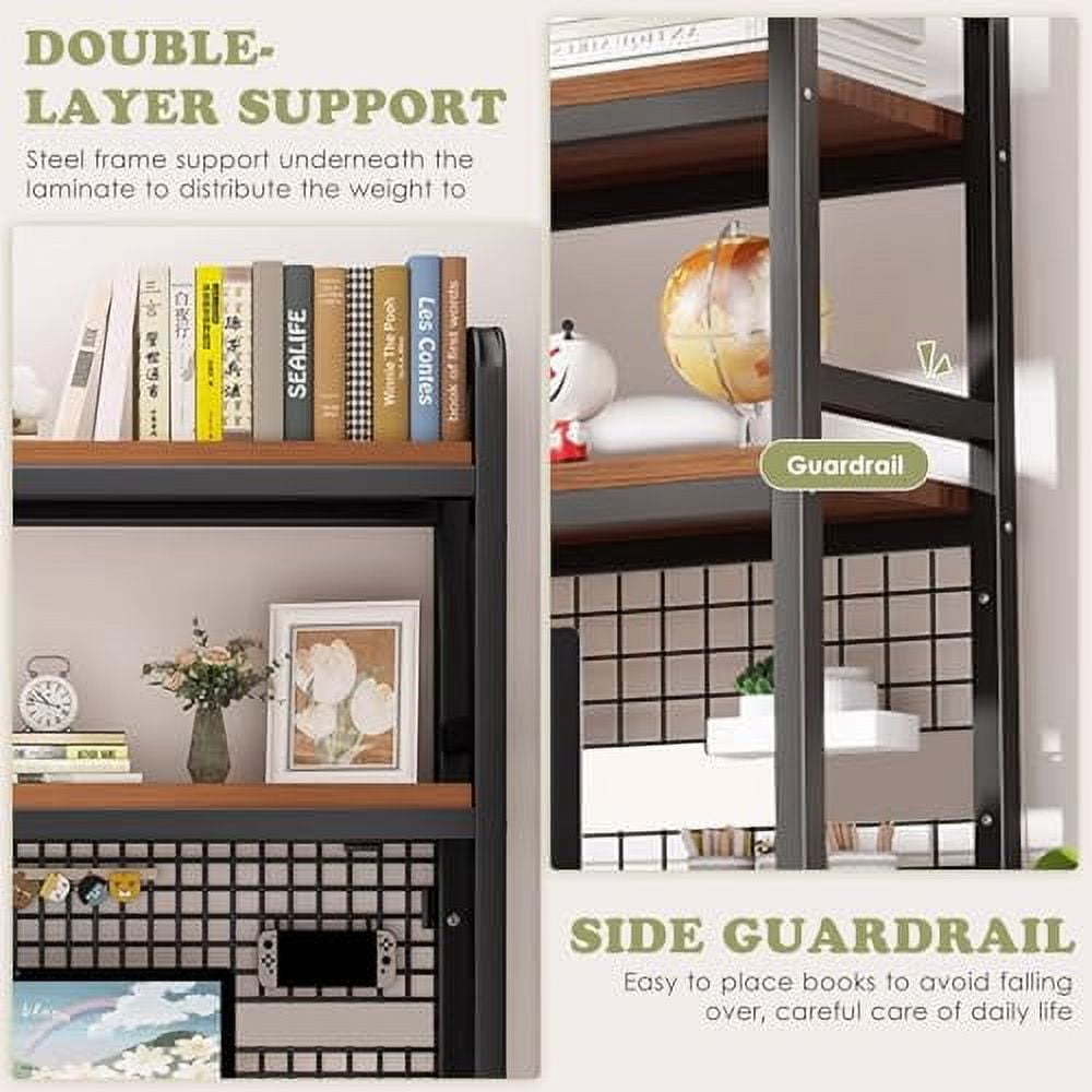 Desktop Bookshelf 2-Tier Adjustable Wood Desktop Hutch Bookcase Display ...