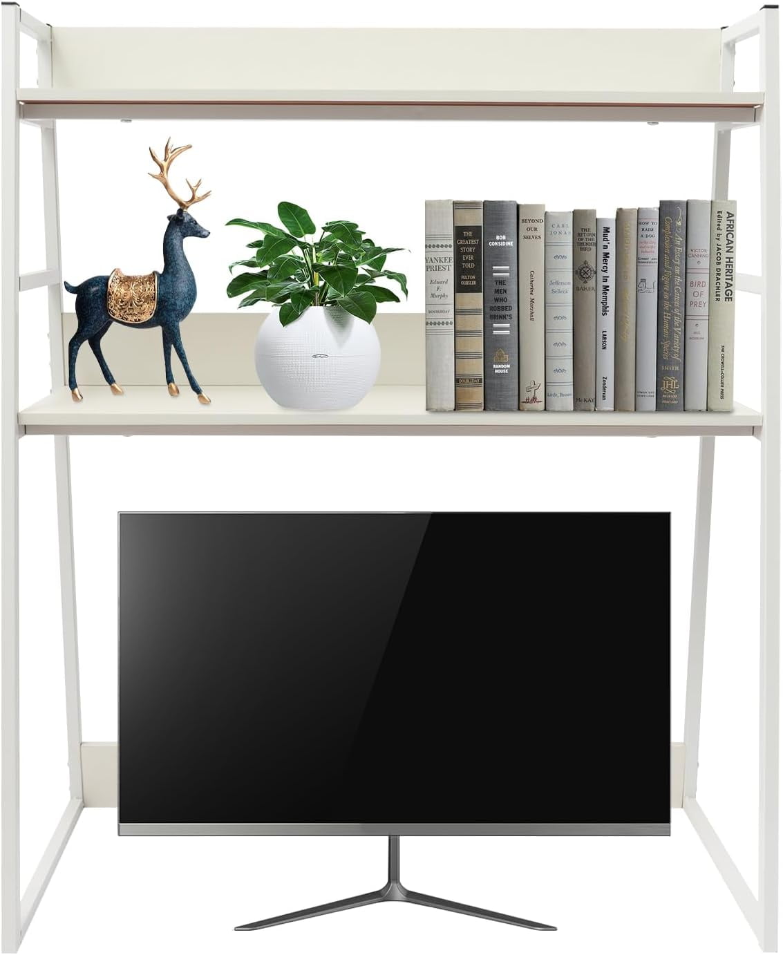 Desktop Bookshelf, 2-Tier Multipurpose Desktop Display Shelf Countertop ...