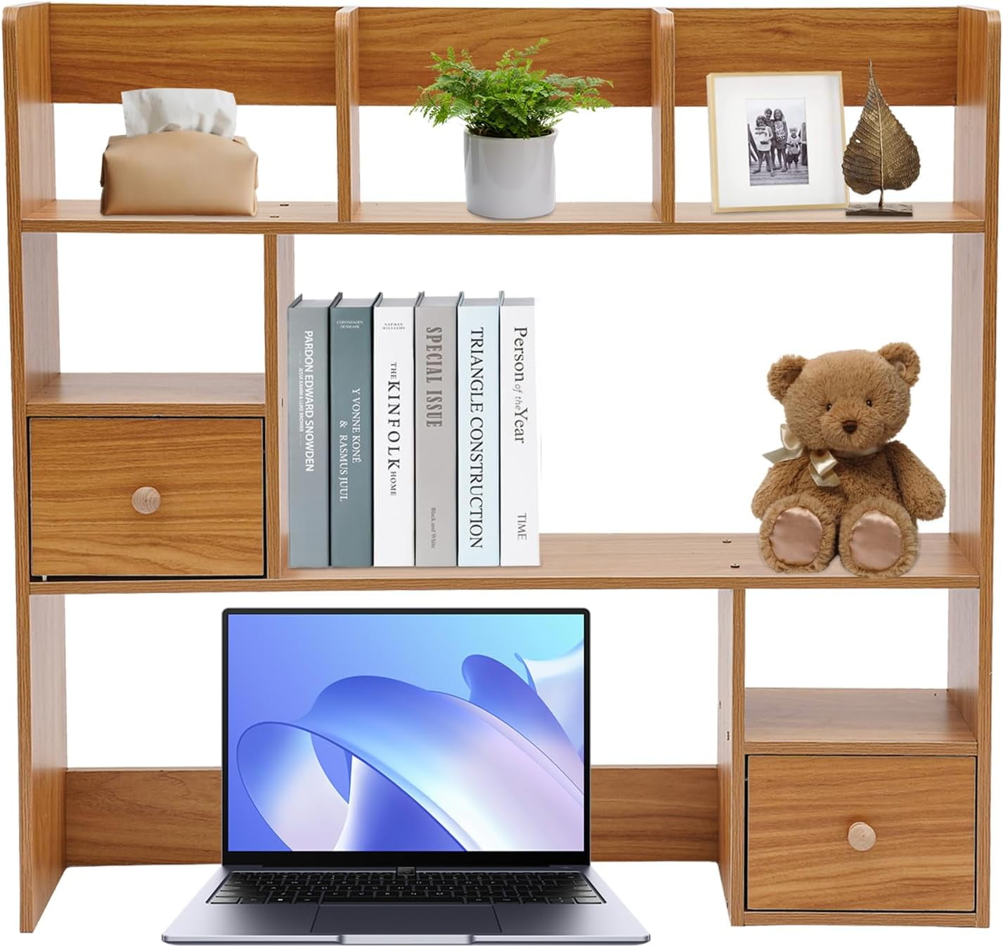 Desktop Bookshelf, 31.5" Tall Desktop Organizer Shelf with 7 ...