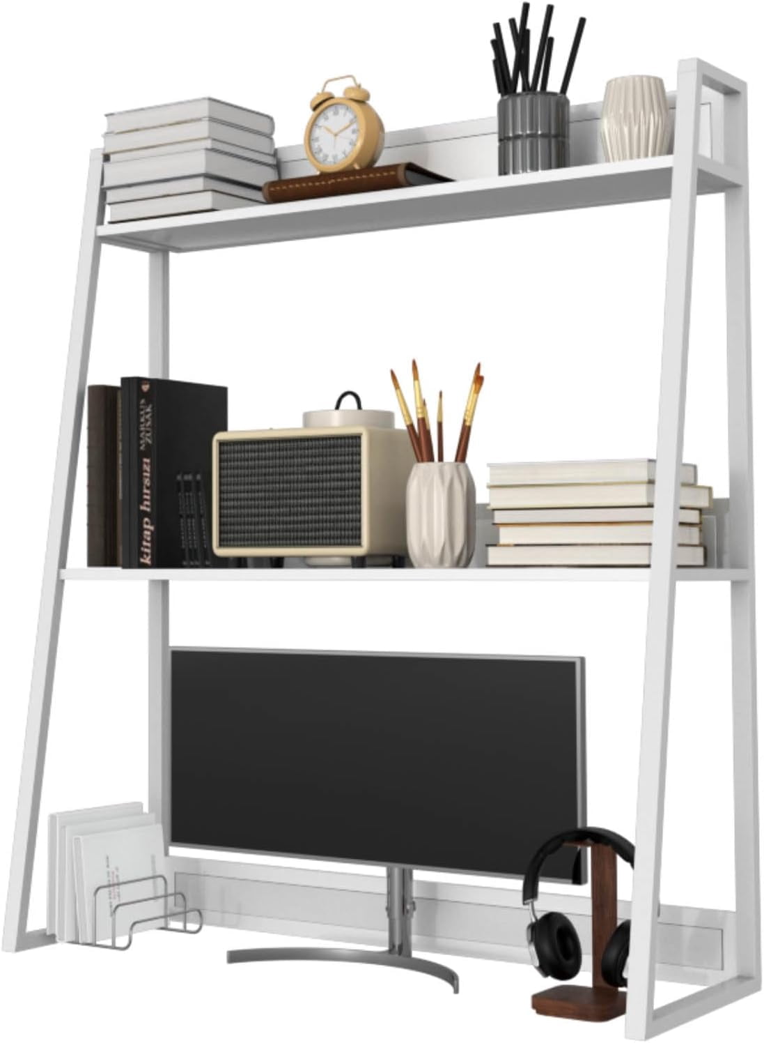 Desktop Bookshelf for Computer Desk, Multipurpose Bookcase Organizer ...