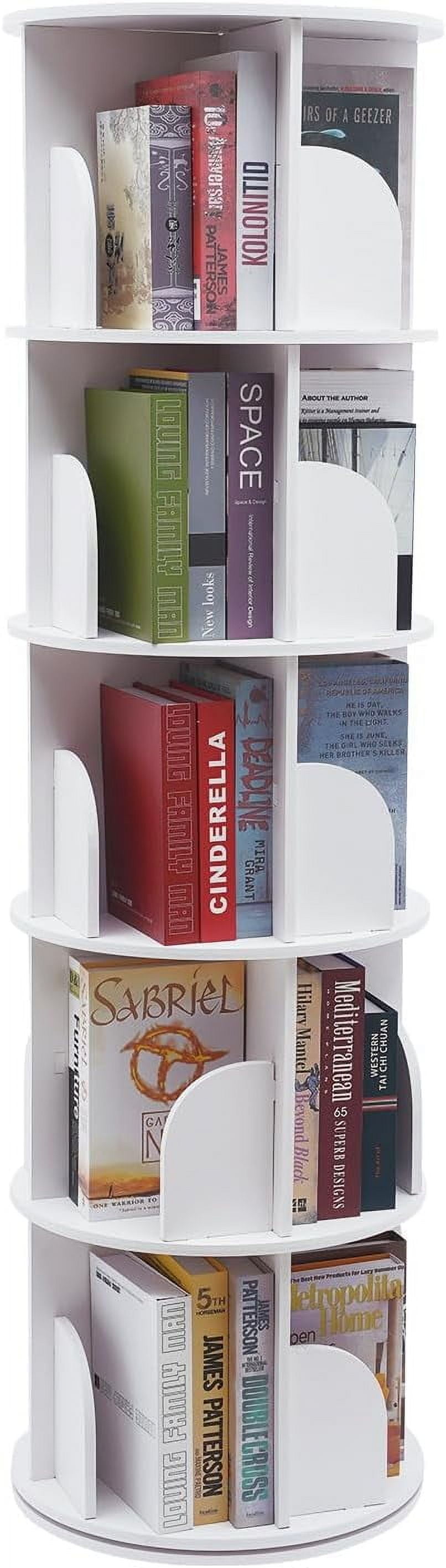 Desktop Bookshelf,Counter Bookcase,Desktop Shelves,5 Tier 360° Rotating ...