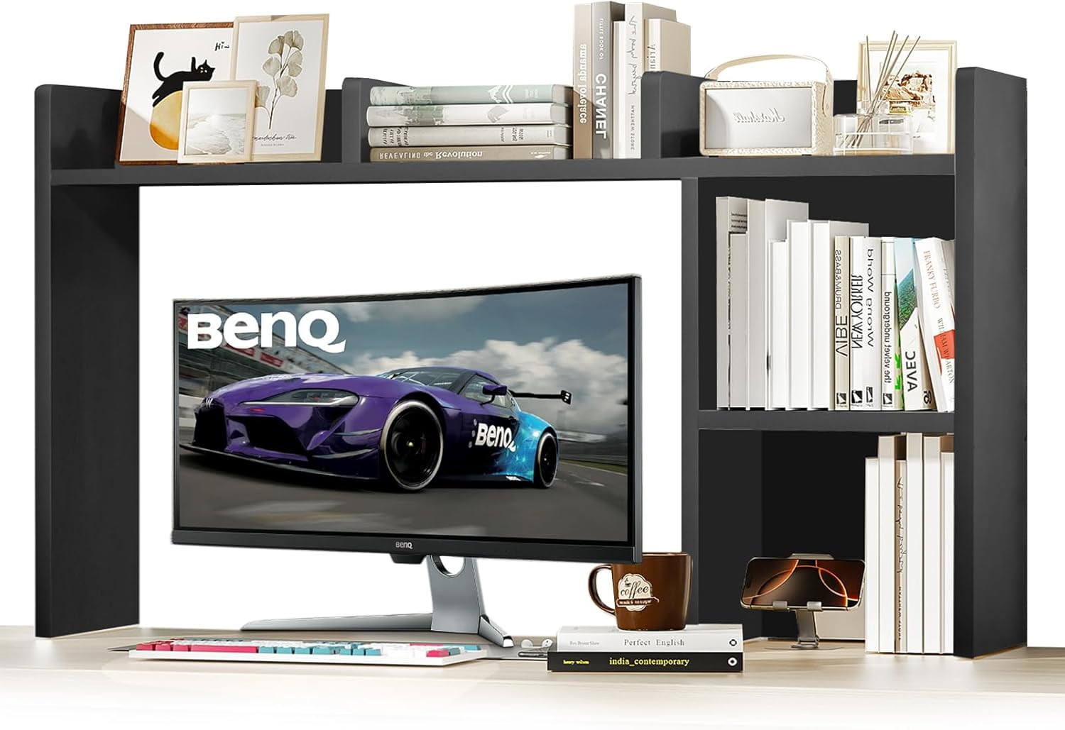 Desktop Bookshelf, Countertop Storage Hutch for Computer Desk, Desktop ...