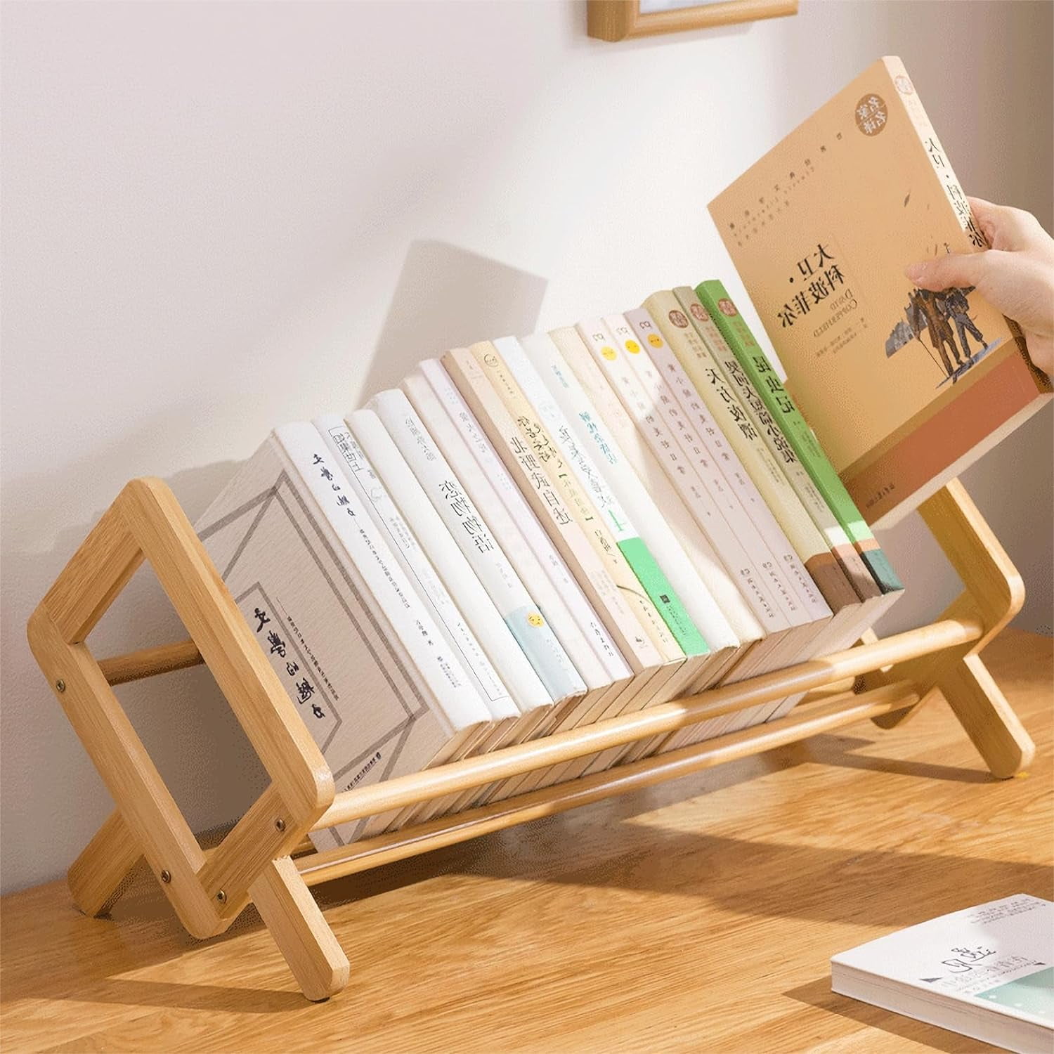 Desktop Bookshelf Mini Desk Bookshelf Book Organizer Bamboo Small ...