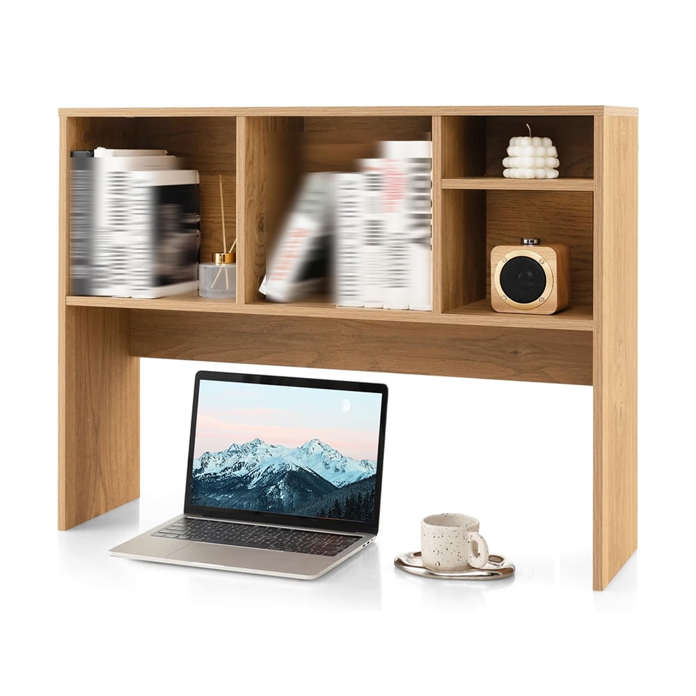Desktop Bookshelf, Mordern Countertop Storage Hutch with 4 Shelves, 2 ...