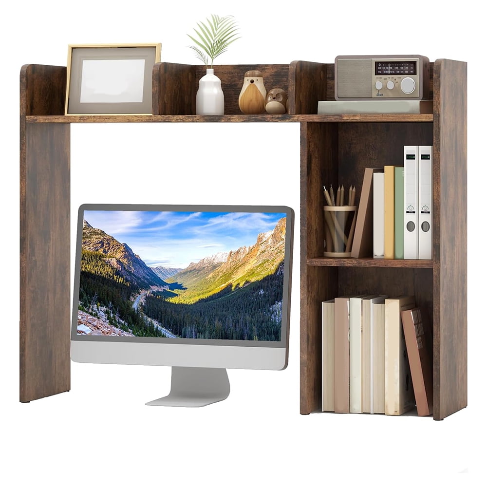 Desktop Bookshelf, Mordern Countertop Storage Hutch with 5 Shelves, 3 ...