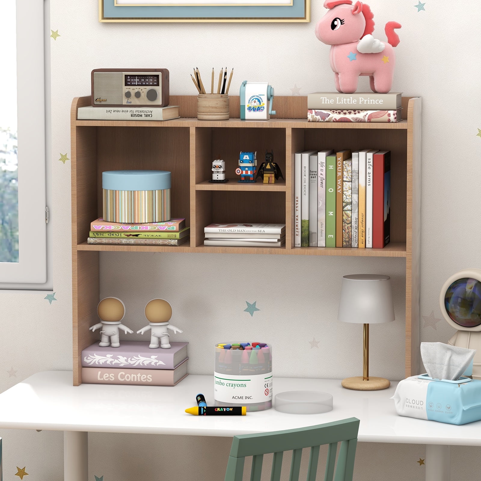 Desktop Bookshelf, Office Desktop Shelf, Wood Desk Hutch for Computer ...