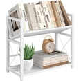Desktop Bookshelf Organizer, 2 Tier Wood Desk Shelf for Tabletop ...